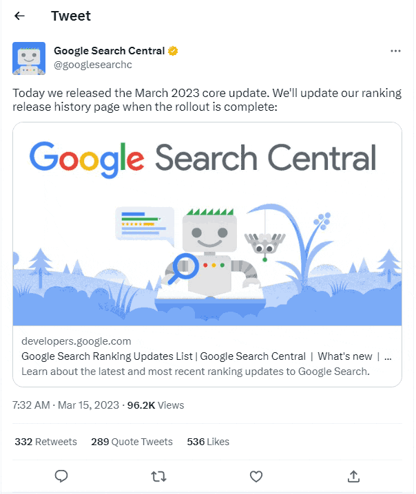 Google Announces March 2023 Core Algorithm Update